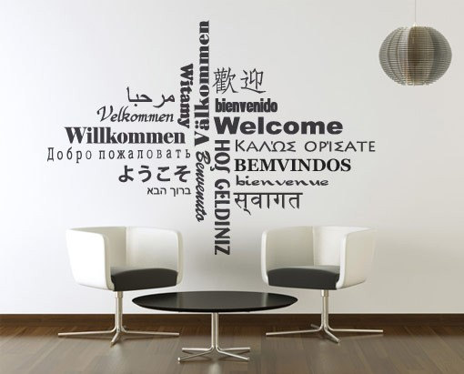 Welcome Typography Vinyl in Different Languages Sticker on Storenvy