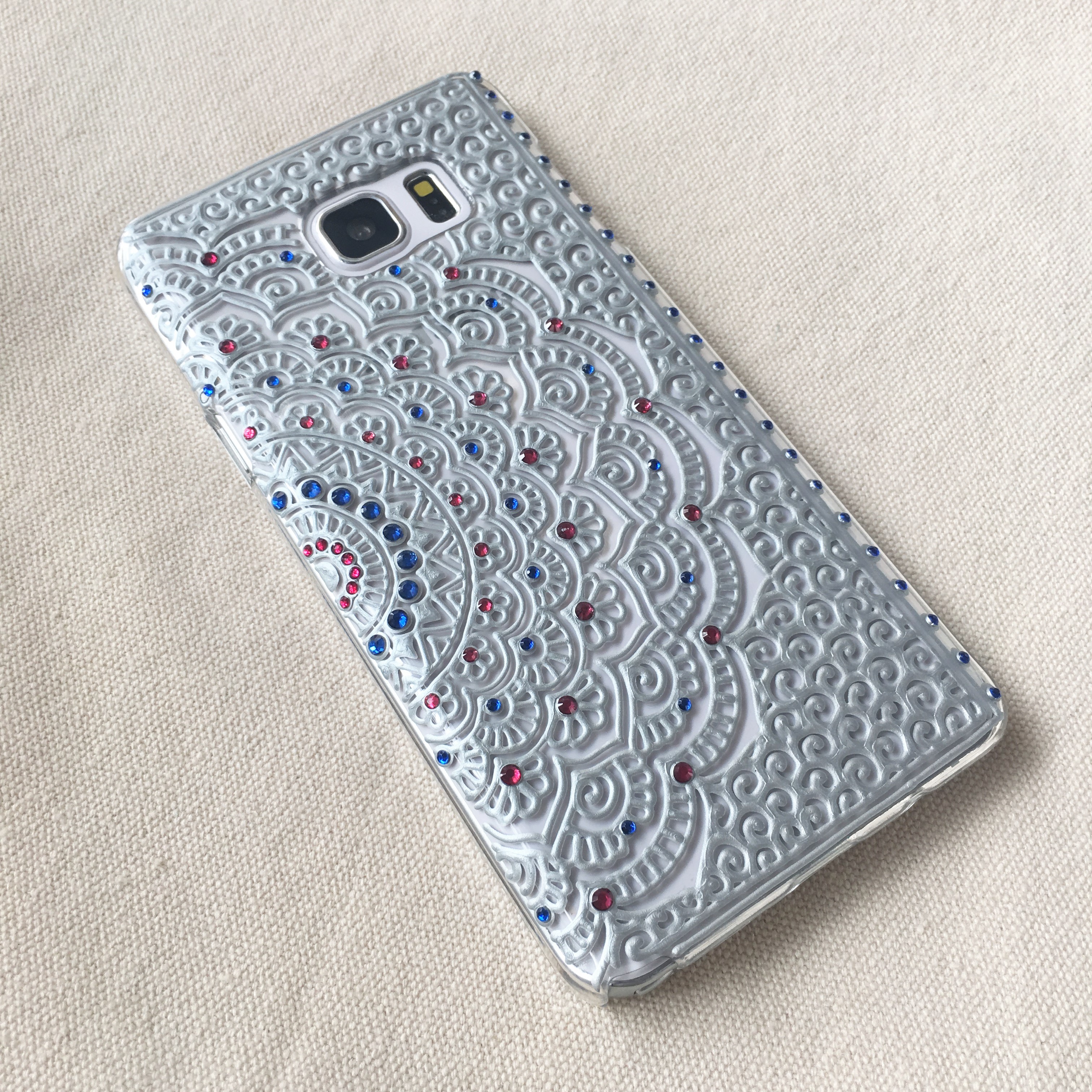 3D Hand Painted Phone Case iPhone Henna Clear Case Mandala Samsung ...