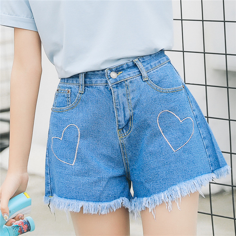 AESTHETICS HEART DENIM SHORTS WITH HEM on Storenvy