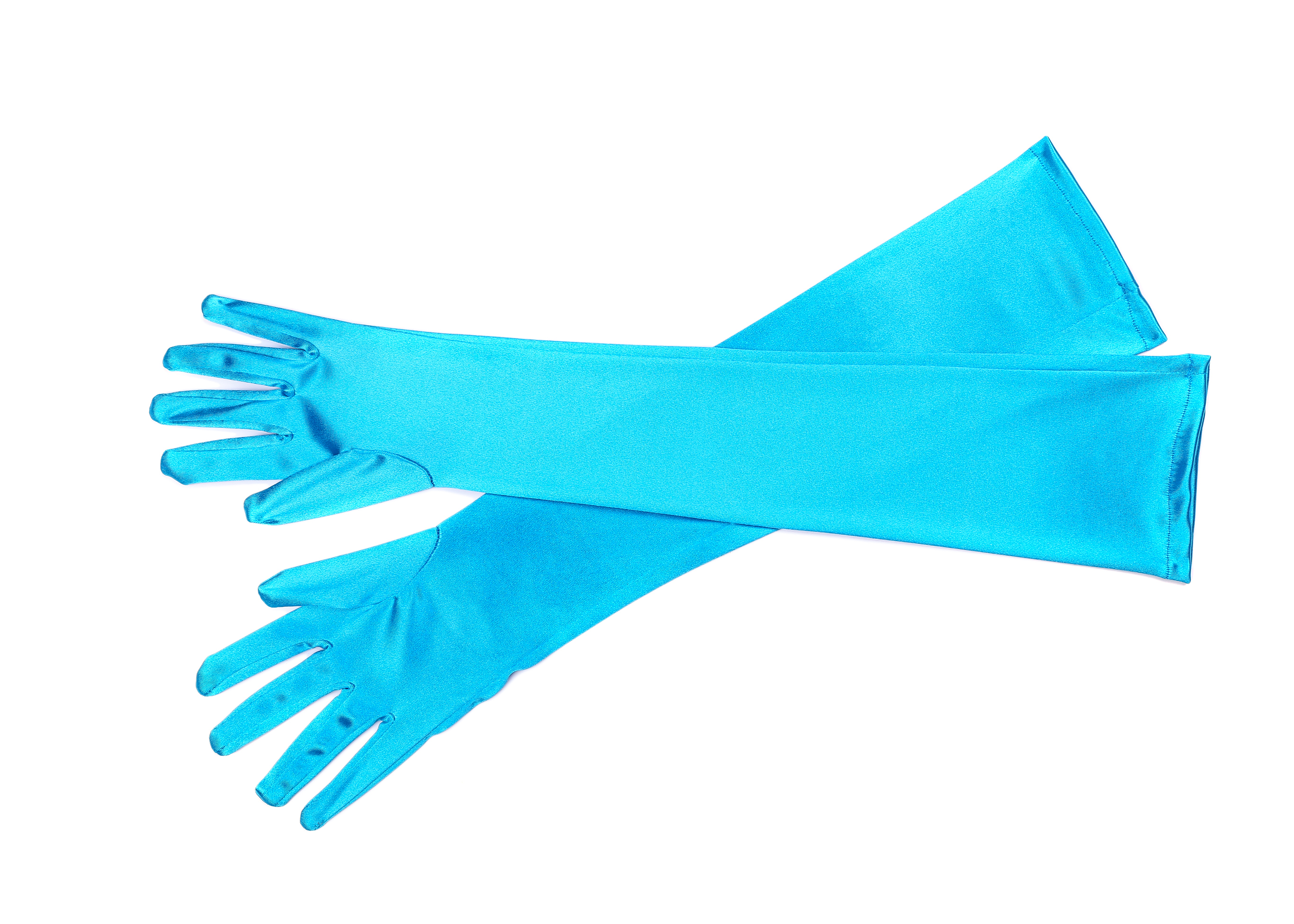 Blue Long Satin Elegant Vintage Opera Party Gloves- Bright Turquoise on ...