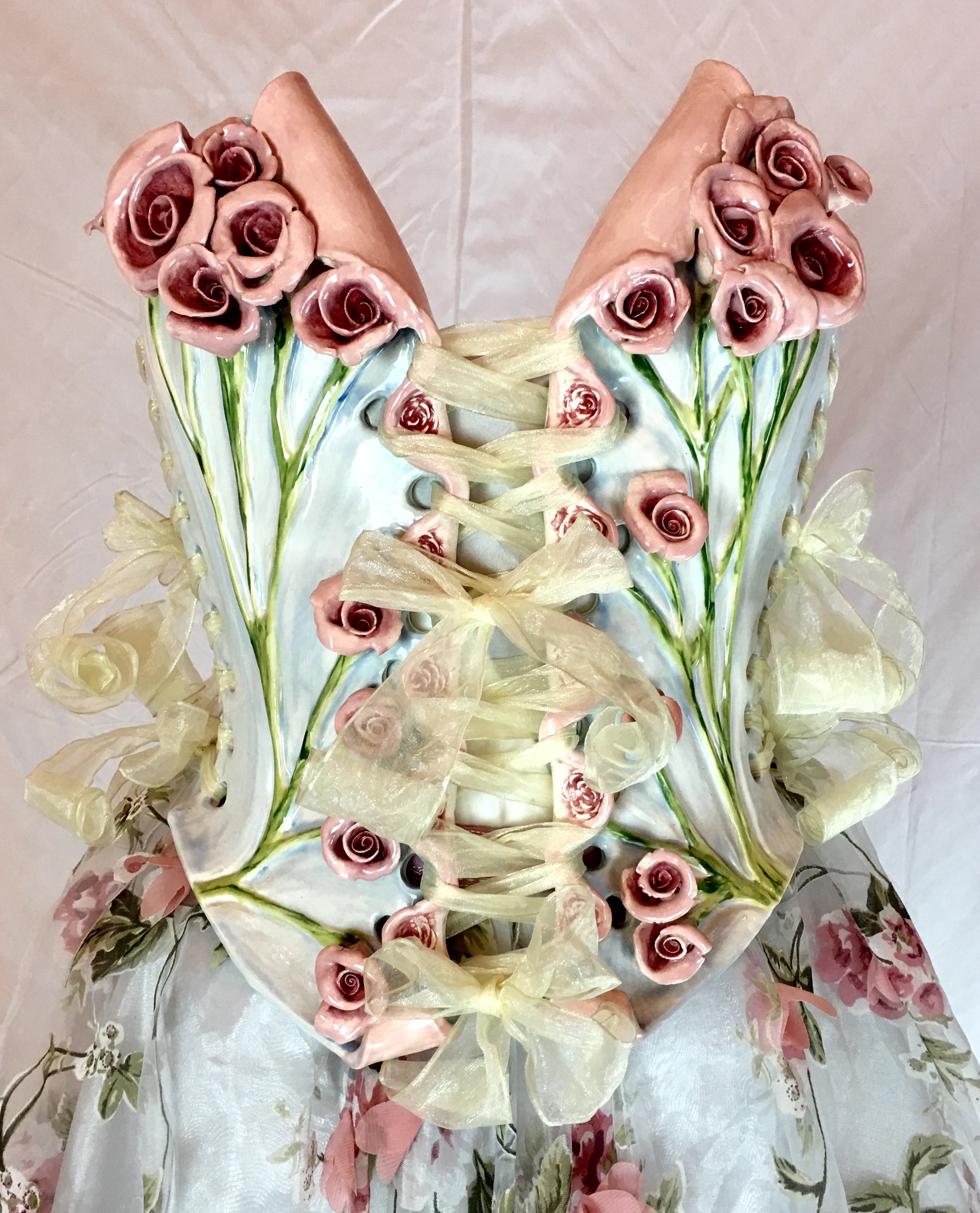 Tea Rose Wearable Ceramic Corset by: Nicole Moan on Storenvy