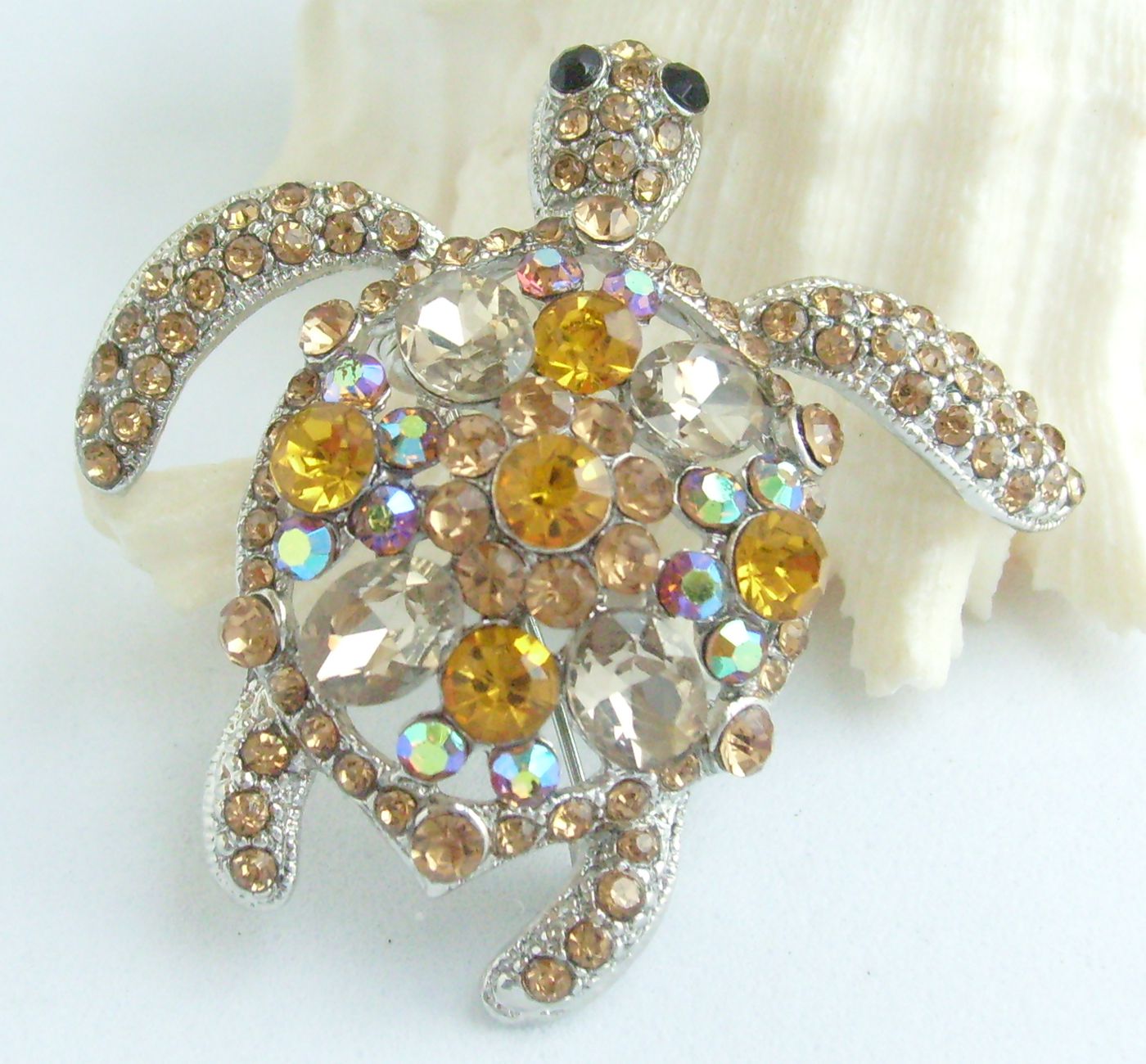 Sindary Rhinestone Crystal Turtle Tortoise Brooch Pin Pendant Animal ...