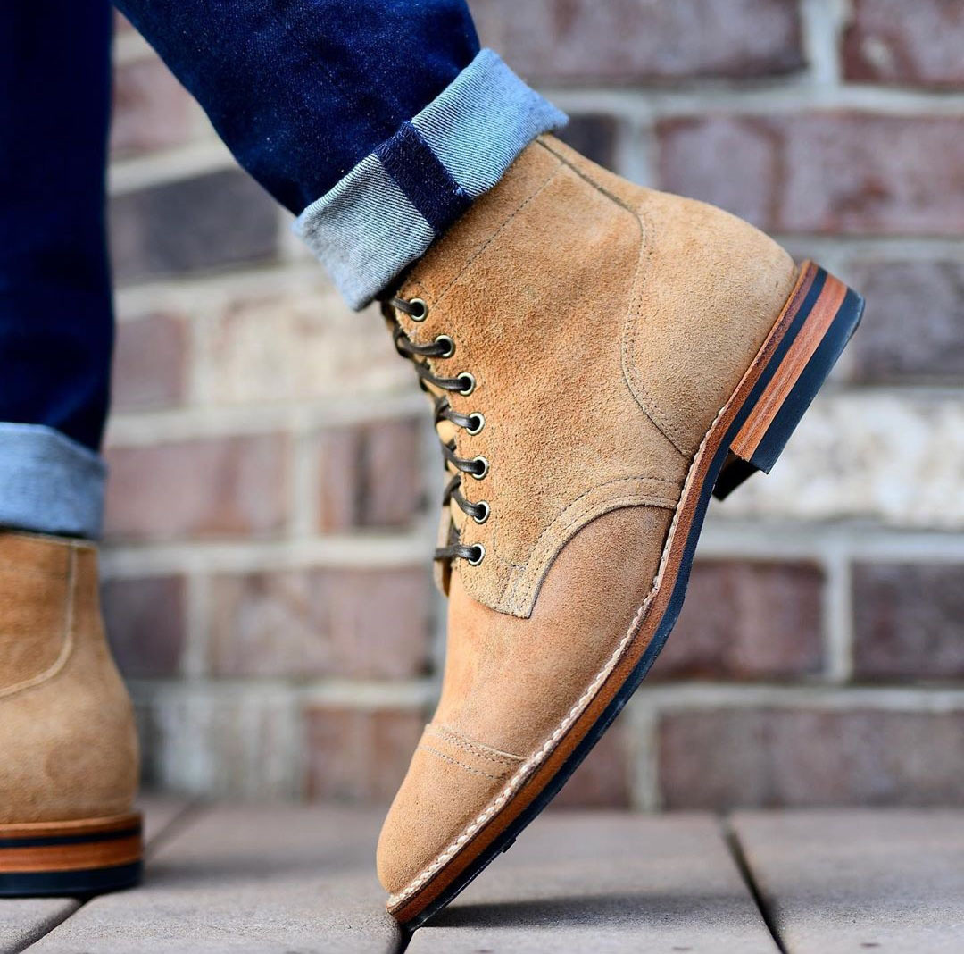 Handmade Bespoke Men Tan Ankle Lace up Suede Boots on Storenvy